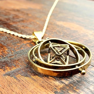 Gold Gyroscope Sacred Geometry Spinner Pendant Necklace - Etsy
