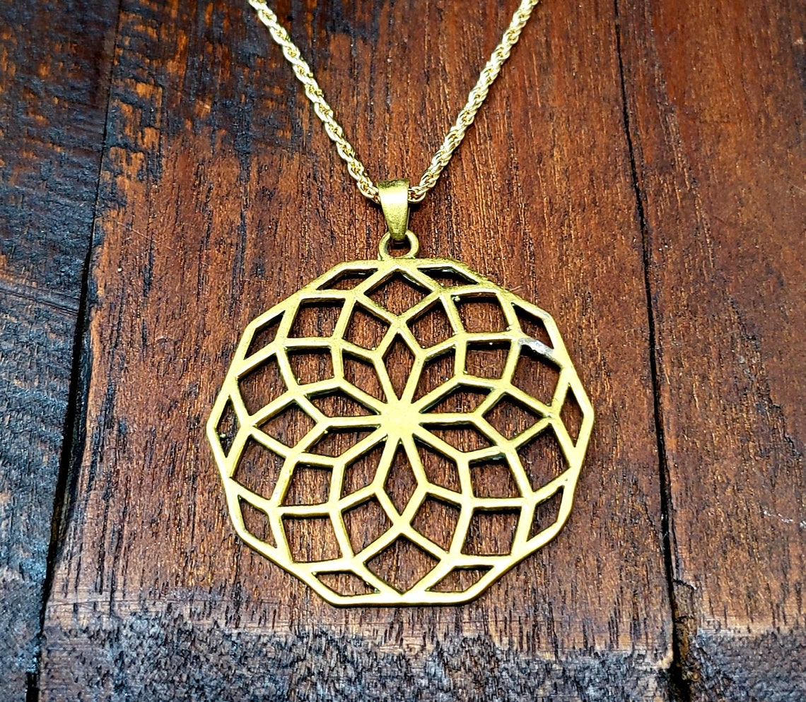 Gold Sacred Geometry Pendant Necklace - Etsy