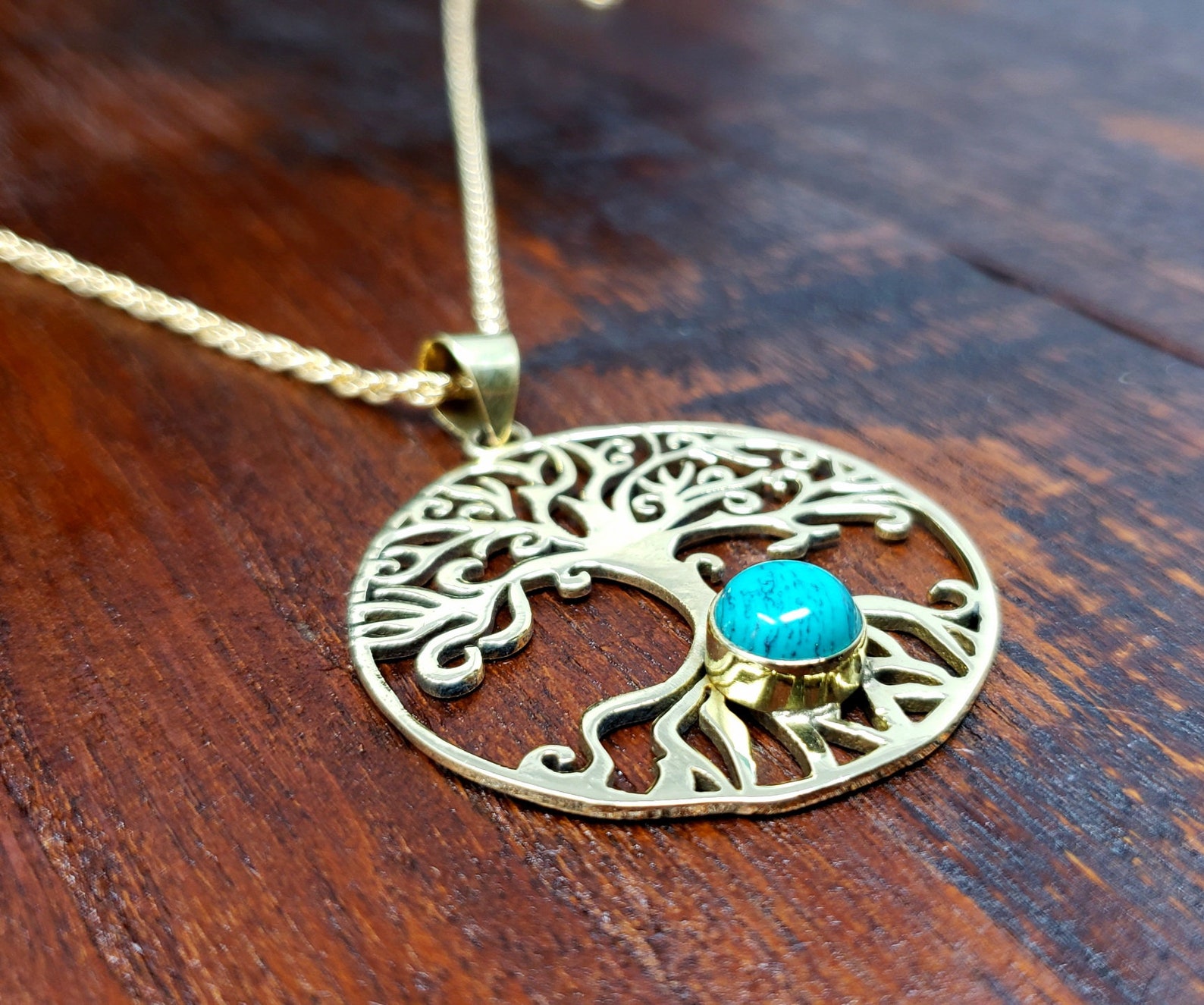 Gold Turquoise Tree of Life Sacred Geometry Pendant Necklace | Etsy