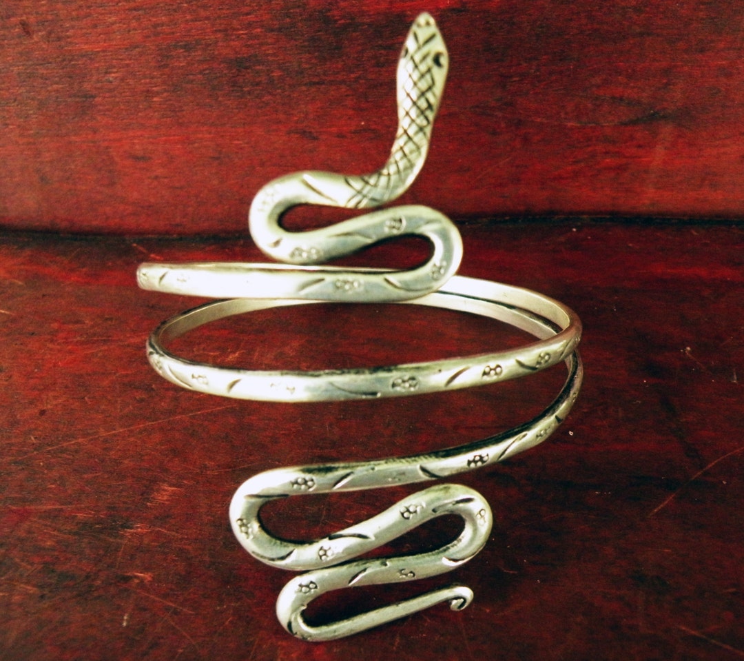 Silver Snake Arm Cuff Bracelet - Etsy