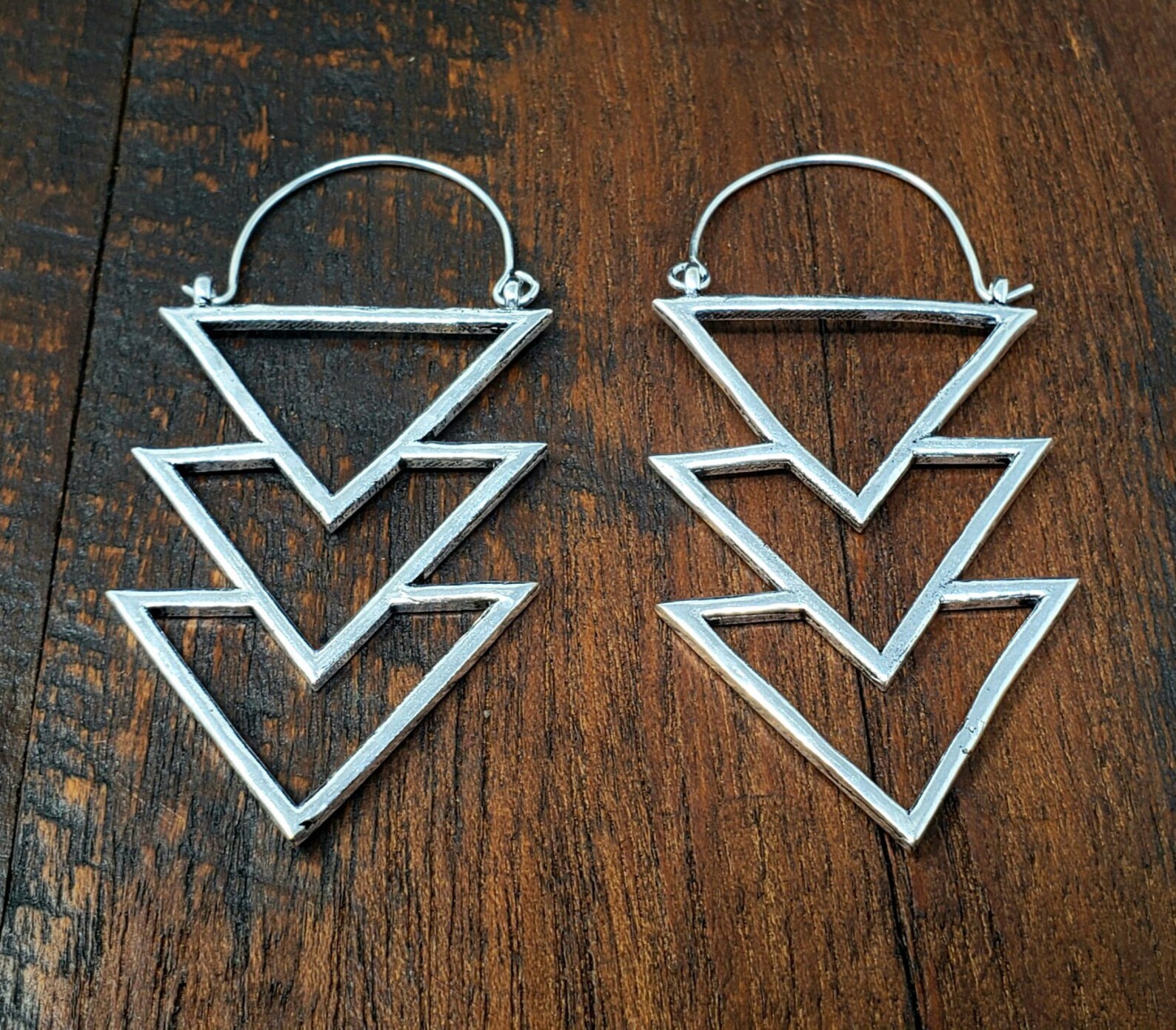 Large Silver Arrowhead Geometry Statement Earrings - Etsy