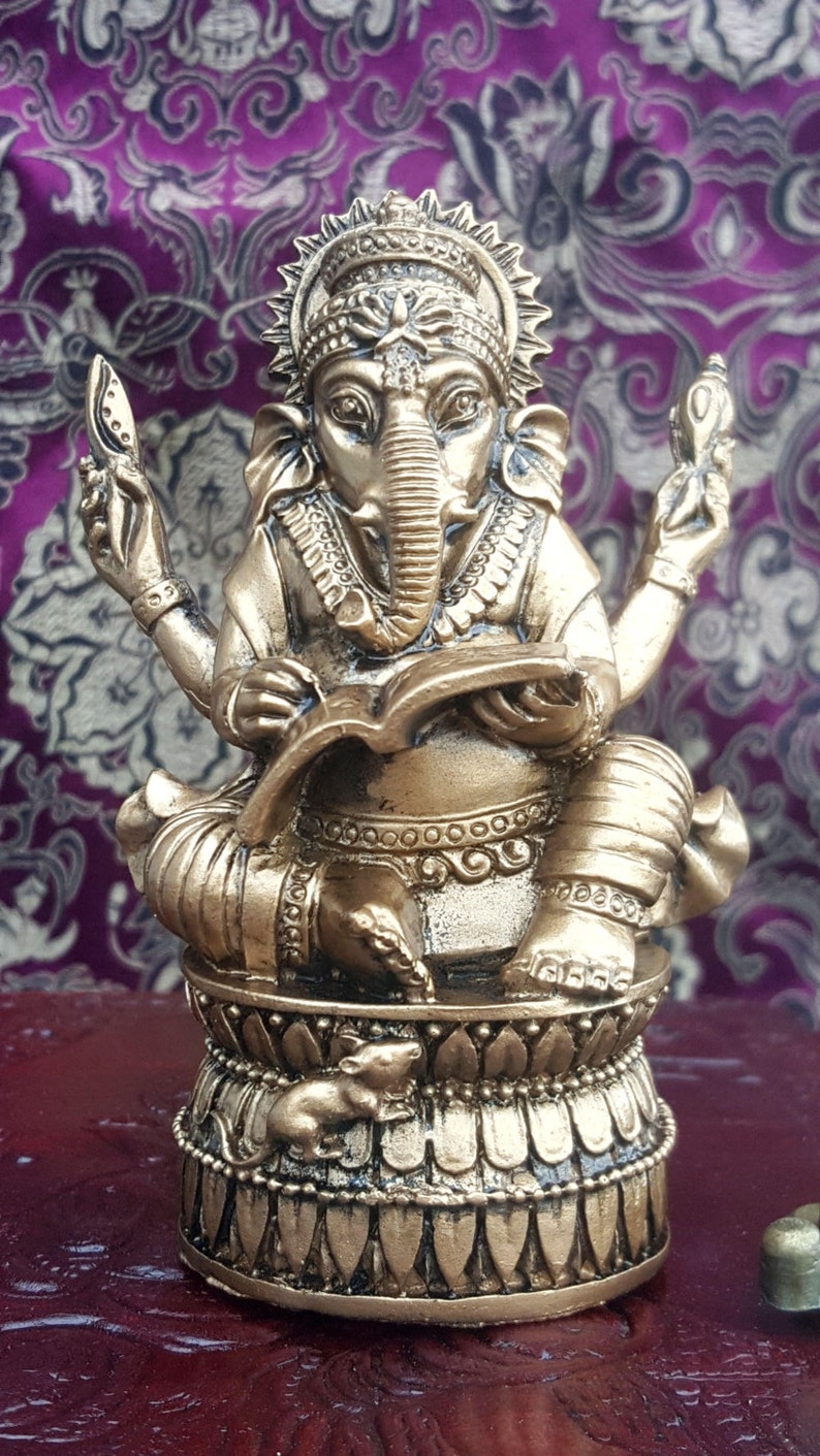 Gold Ganesh Figurine Alter Statue | Etsy