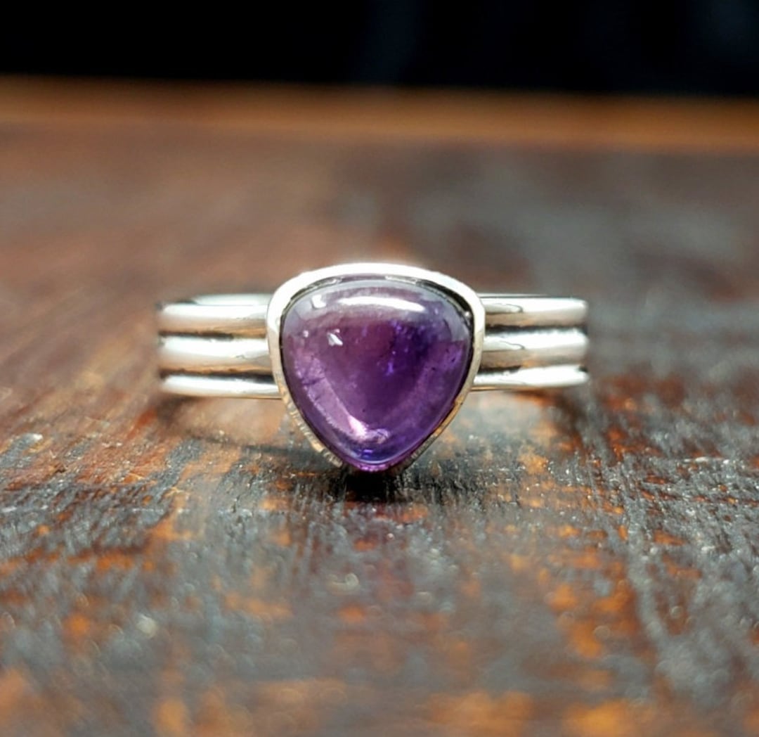 Simple Sterling Silver Amethyst Ring - Etsy
