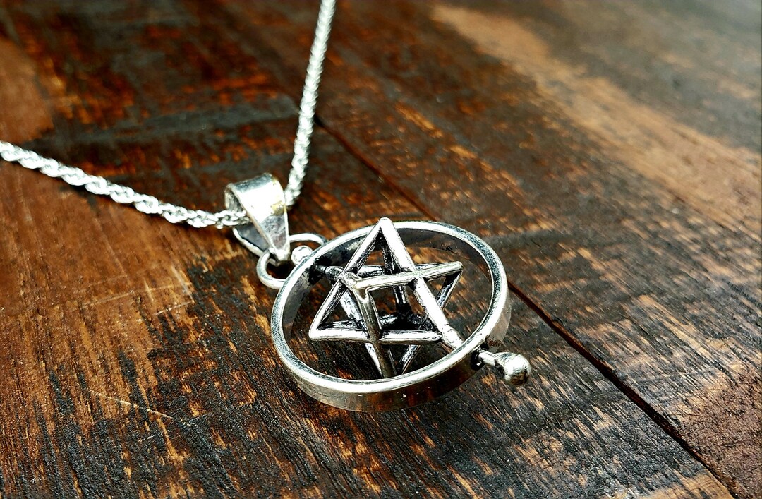 Spinning Silver Star Sacred Geometry Pendant Necklace - Etsy