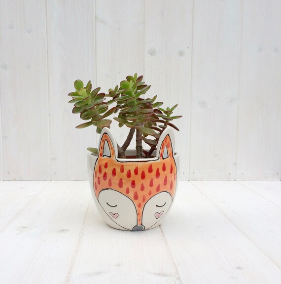 Cute Fox Ceramic Plant Pot Planter for House Plants | Etsy