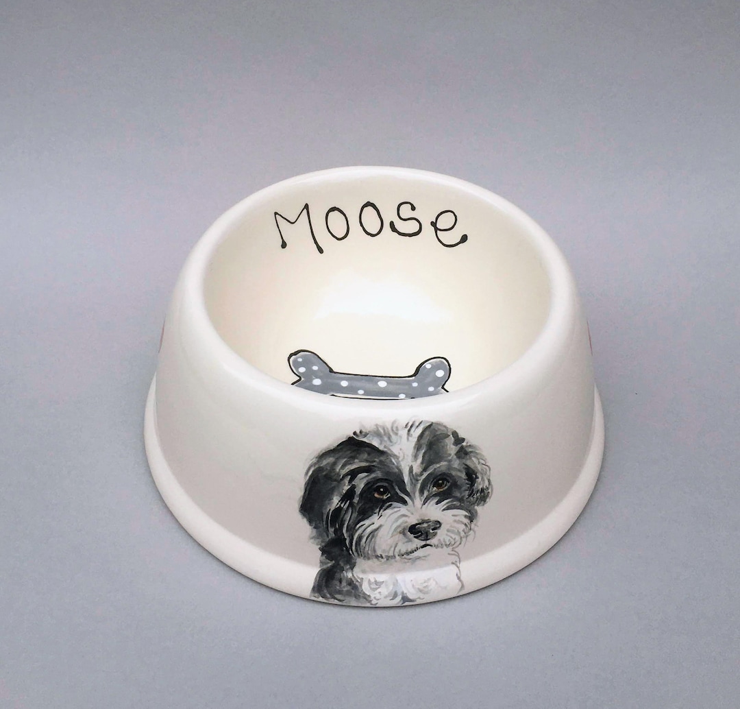 Hand-painted Ceramic Dog Bowl: Custom Pet Portrait, Personalised Gift ...