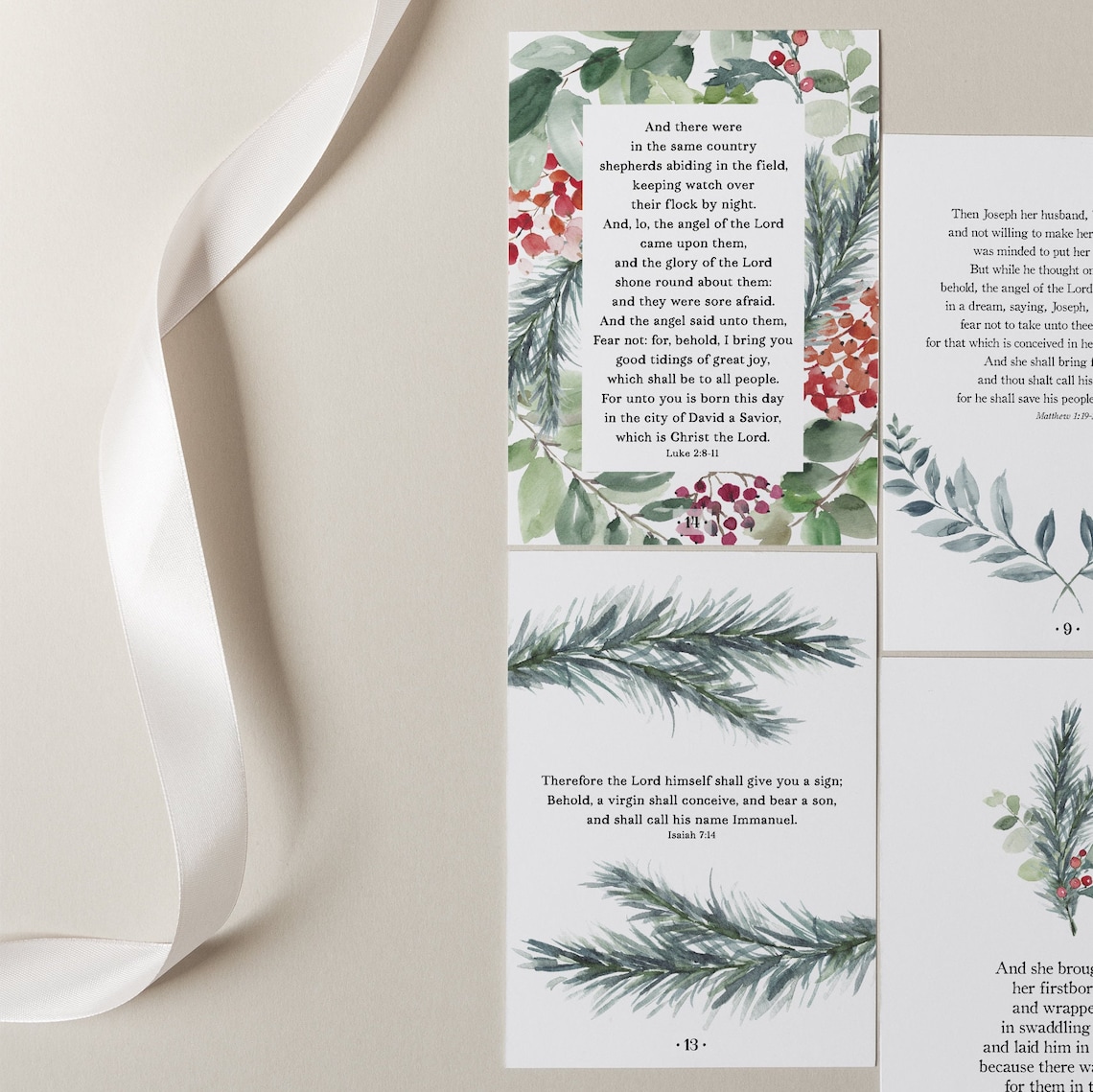 Christmas Advent Scripture Cards Printable Christmas Advent | Etsy