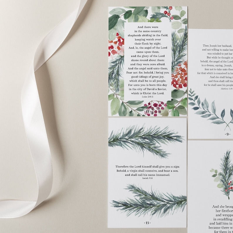 Christmas Advent Scripture Cards Printable Christmas Advent | Etsy