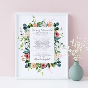 This is My Father's World | Hymn Printable Wall Art | Watercolor Floral ...