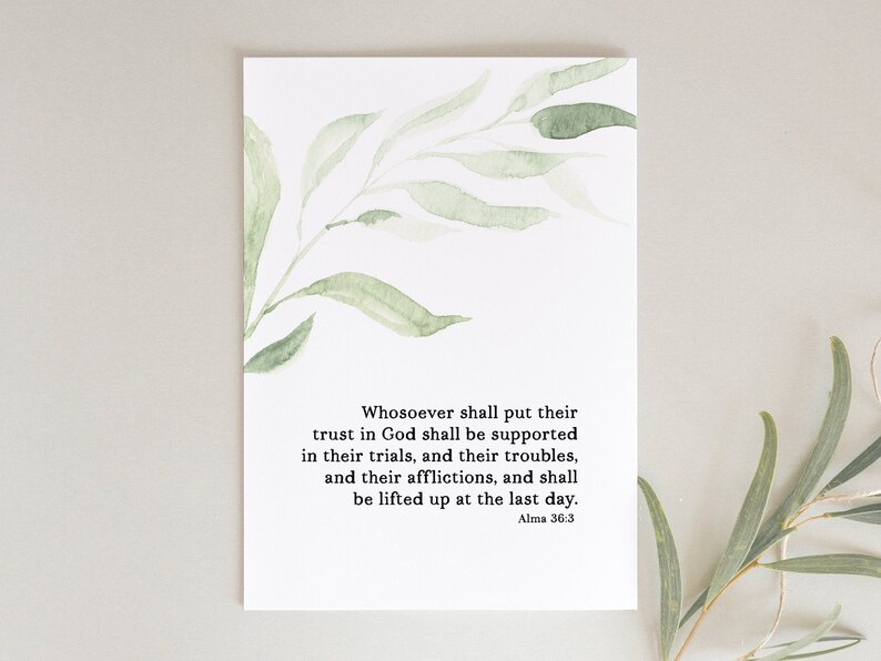 Alma 36:3 Trust in God Printable Wall Art Book of Mormon - Etsy