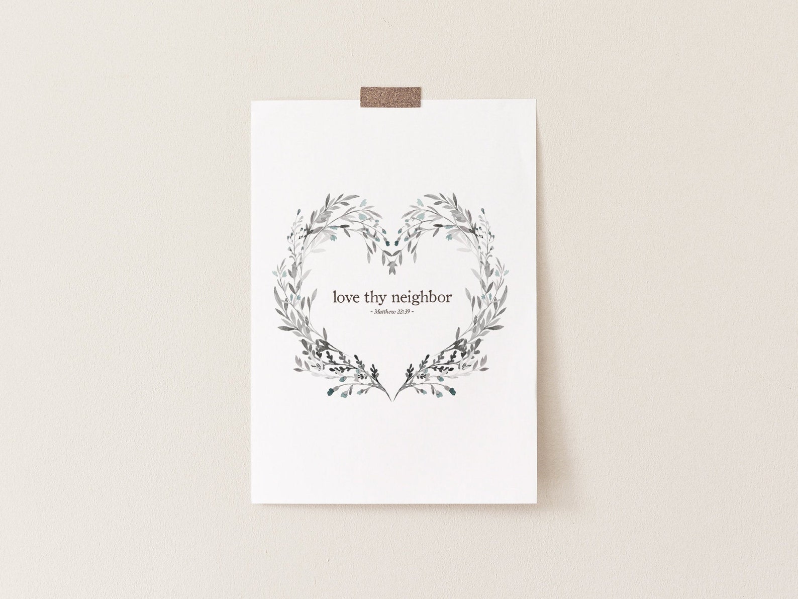 Matthew 22:39 | Love Thy Neighbor | Printable Wall Art | Bible Verse ...