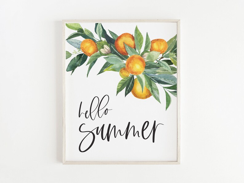 Hello Summer Printable Wall Art Summer Watercolor Summer | Etsy