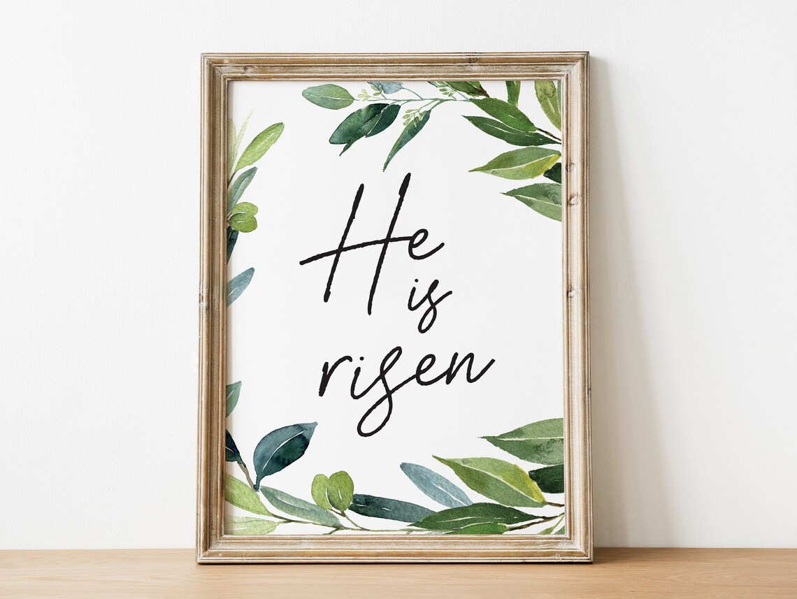 He is Risen Easter Printable Wall Art Bible Verse - Etsy