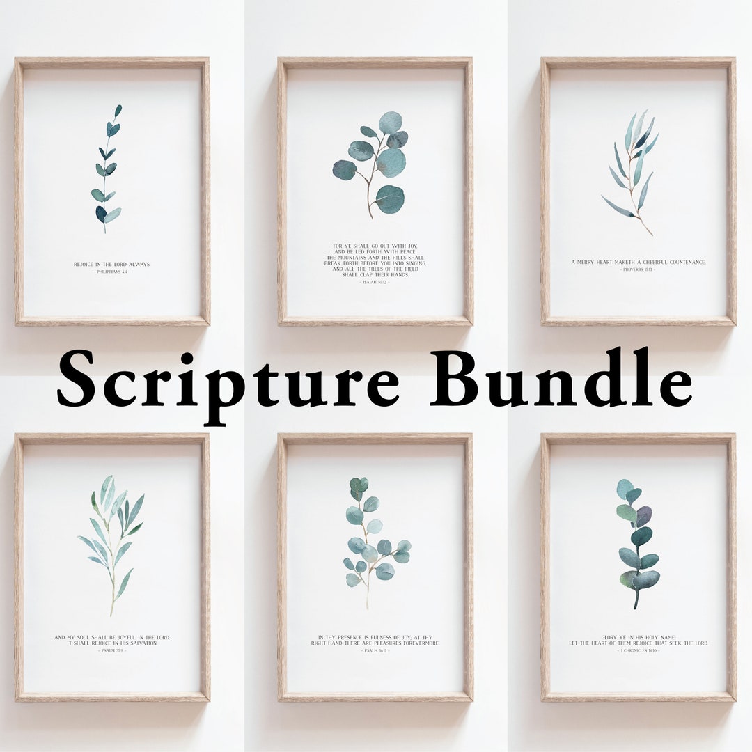 Joy Scripture Bundle | Printable Wall Art Set of 6 | Christian Wall Art ...