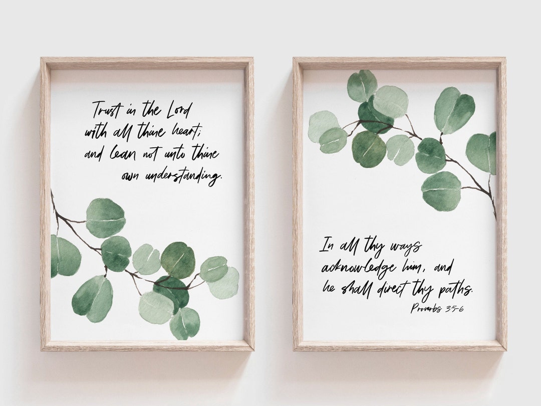Proverbs 3:5-6 | Printable Wall Art Set of 2 | Christian Printable Wall ...