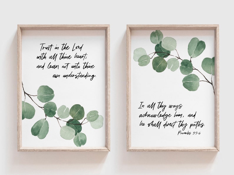 Proverbs 3:5-6 Printable Wall Art Set of 2 Christian - Etsy