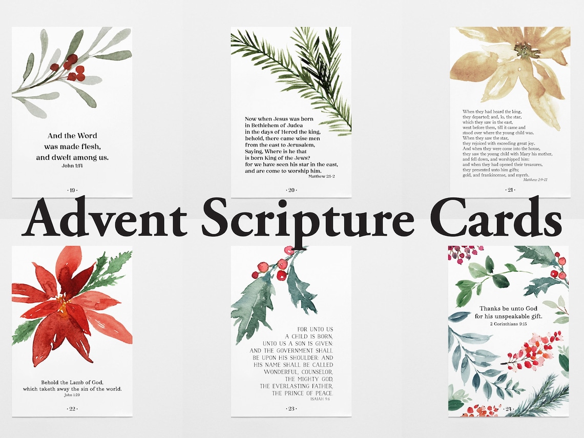 Christmas Advent Scripture Cards Printable Christmas Advent | Etsy