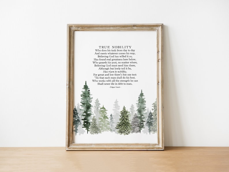 True Nobility Edgar Guest Poem Printable Wall Art Hard | Etsy