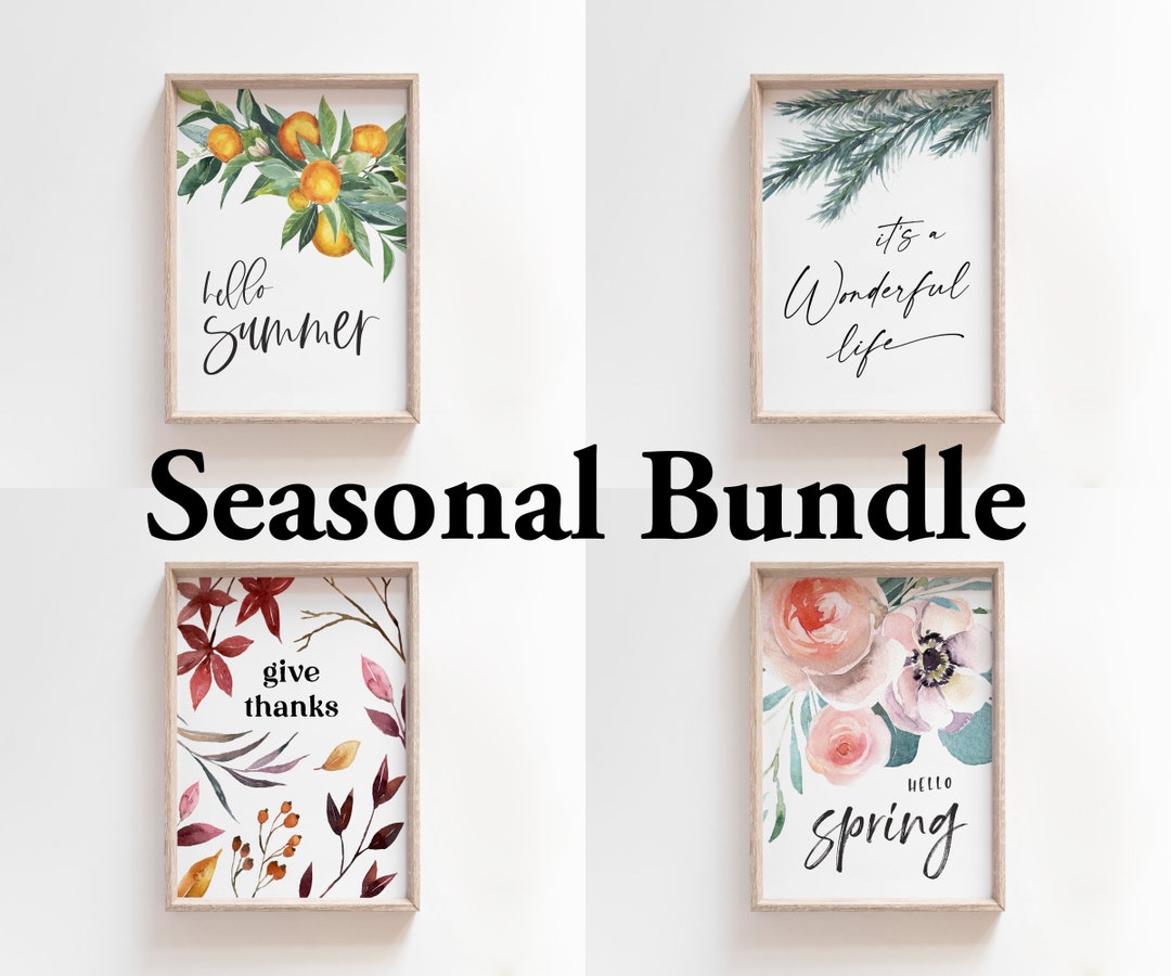 Seasonal Bundle | Printable Wall Art | Spring Printable Art | Summer ...