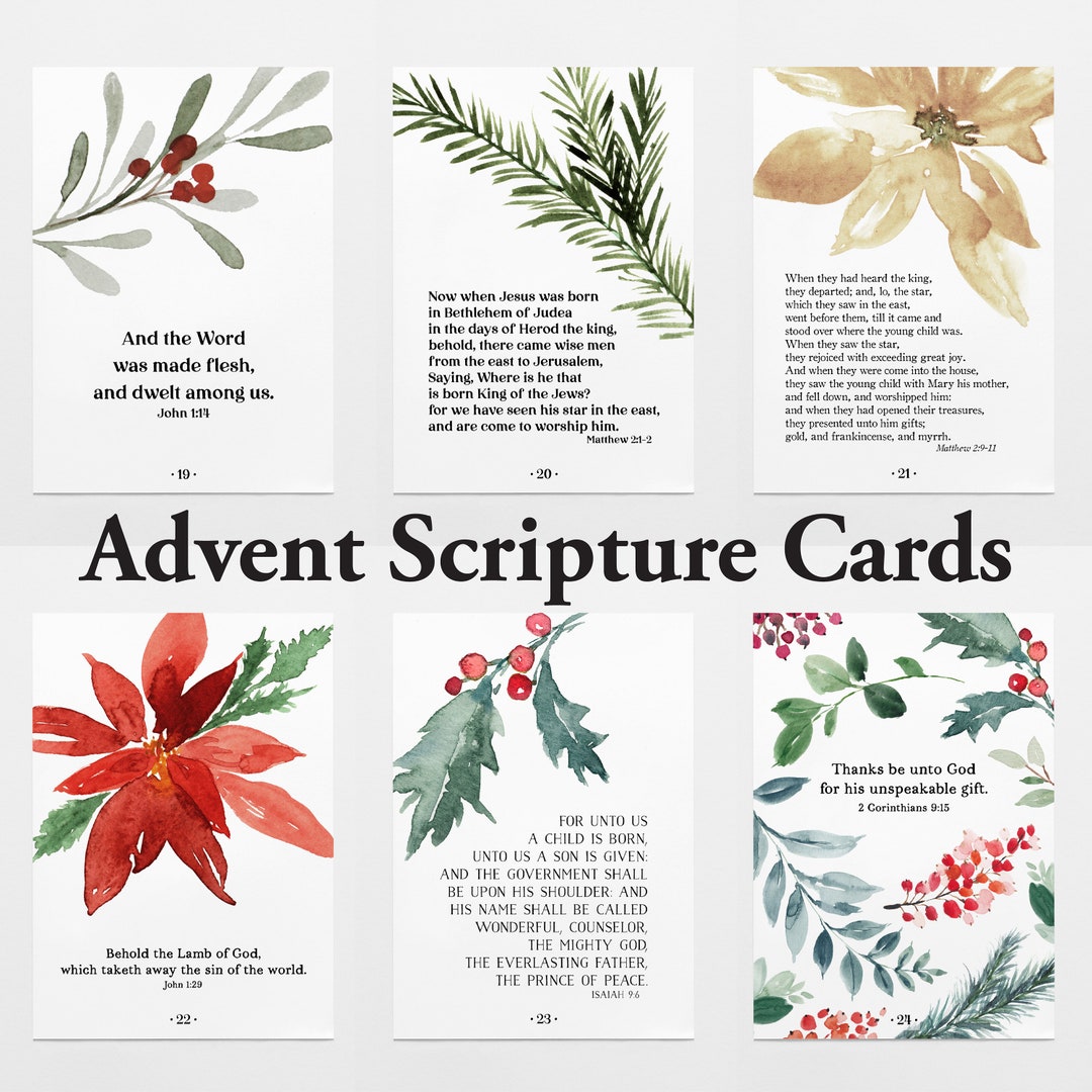 Christmas Advent Scripture Cards Printable Christmas Advent Calendar ...