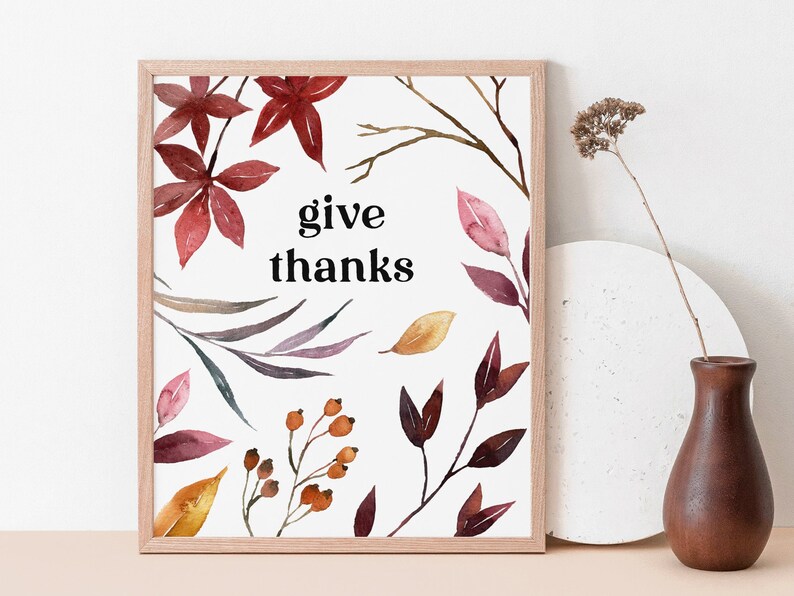 Give Thanks Thanksgiving Printable Wall Art Thanksgiving | Etsy