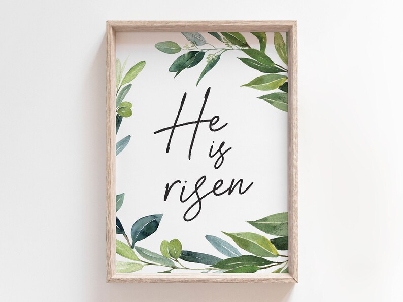 He is Risen Easter Printable Wall Art Bible Verse - Etsy