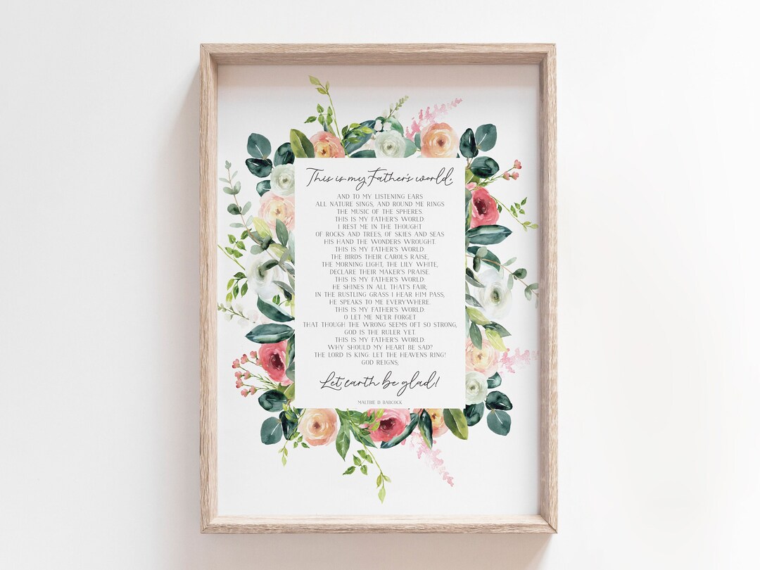 This is My Father's World | Hymn Printable Wall Art | Watercolor Floral ...
