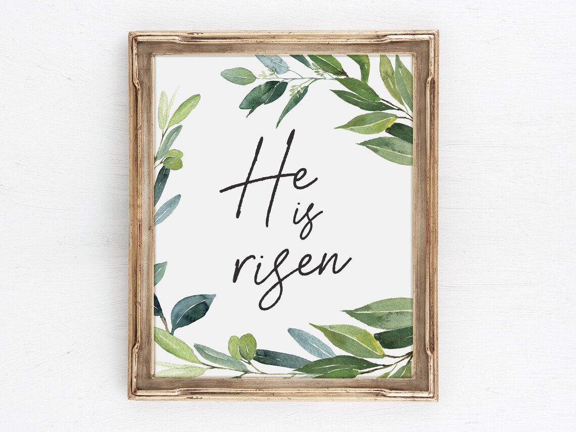 He is Risen Easter Printable Wall Art Bible Verse - Etsy