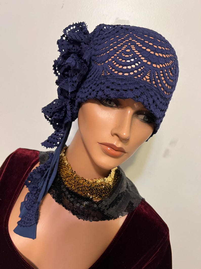 Navy Flapper Hat Cloche 1920 Style Personalized Headdress Millinery ...