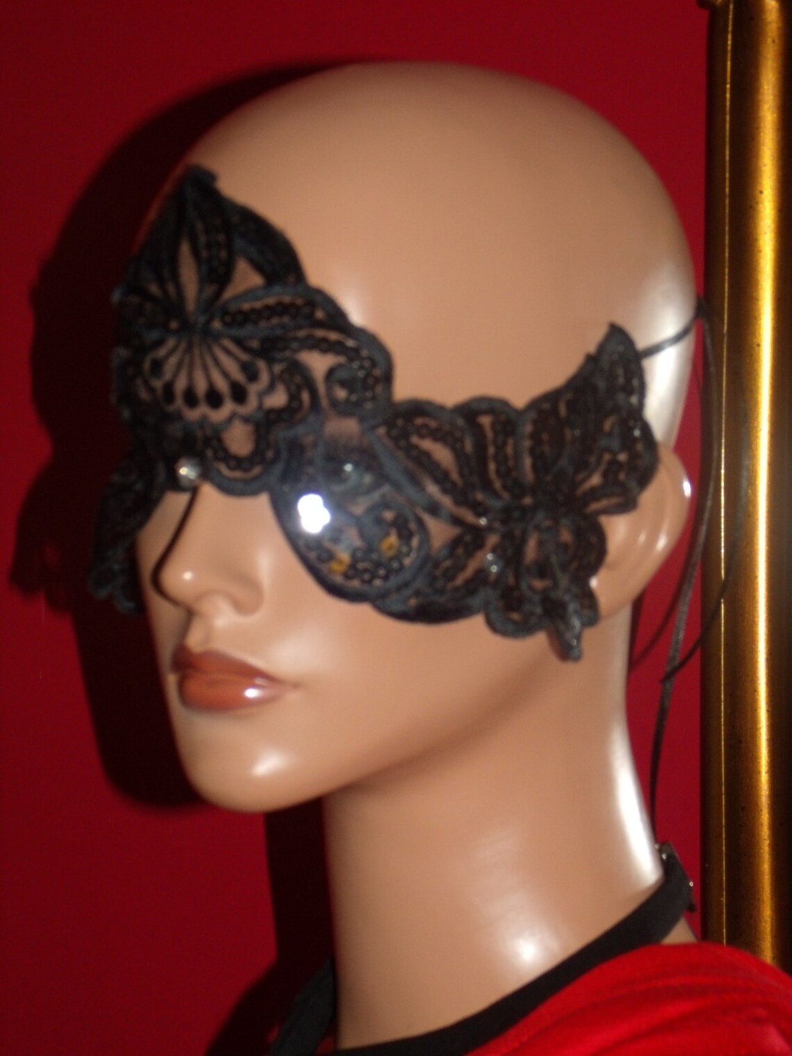 Black Burlesque Beaded Boudoir Eye Mask Antique Style Free - Etsy