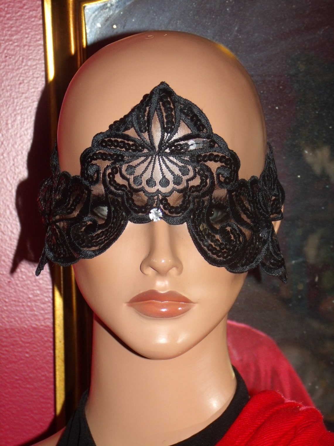 Black Burlesque Beaded Boudoir Eye Mask Antique Style Free - Etsy
