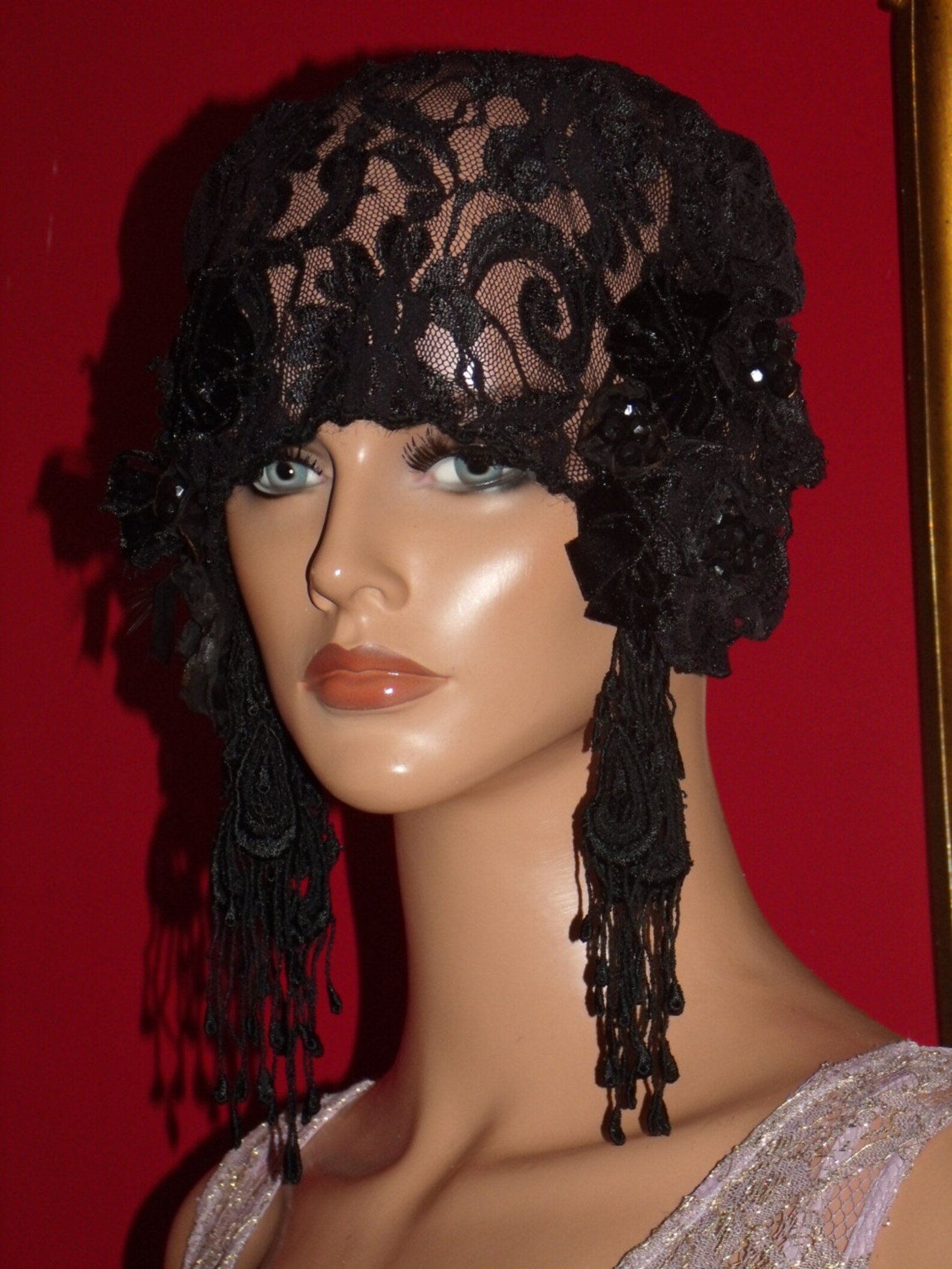 Flapper Hat Cloche 1920 Style Personalized Black Headdress Millinery ...