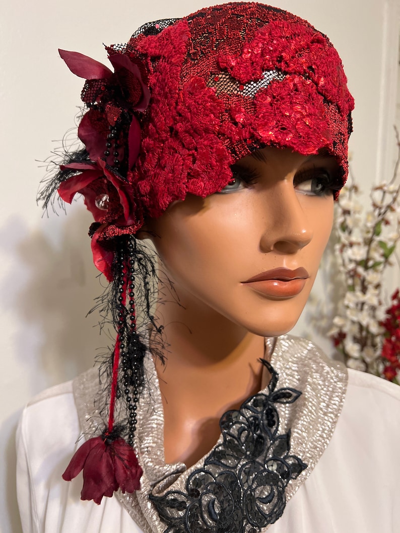 Flapper Red Cloche Hat, 1920s Style Antique Headpiece - Etsy