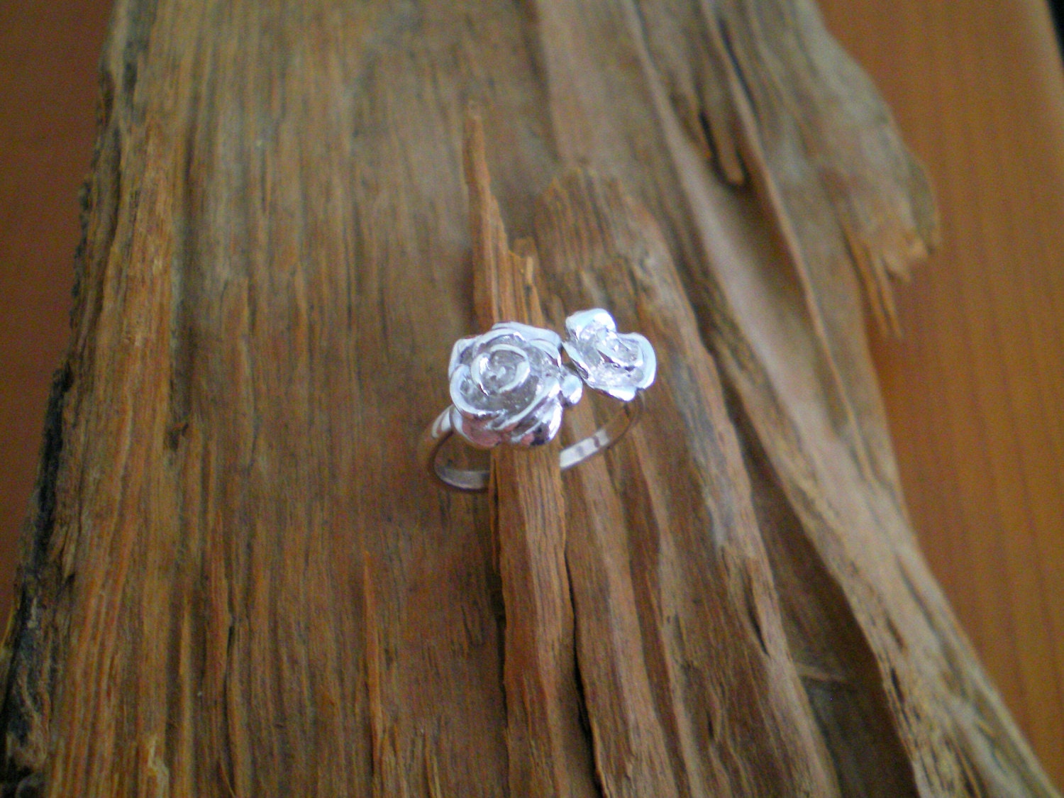 Silver rose ringdouble rose ring | Etsy