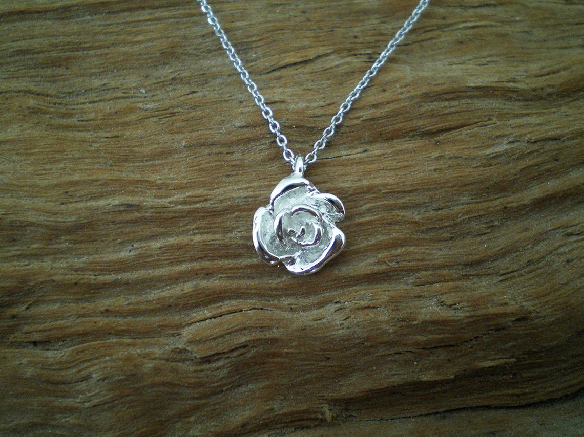 Silver Rose Necklace - Etsy