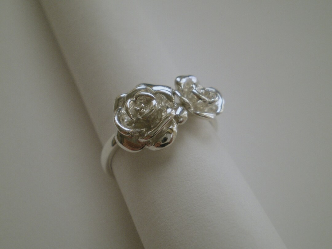 Silver Rose Ring,double Rose Ring - Etsy