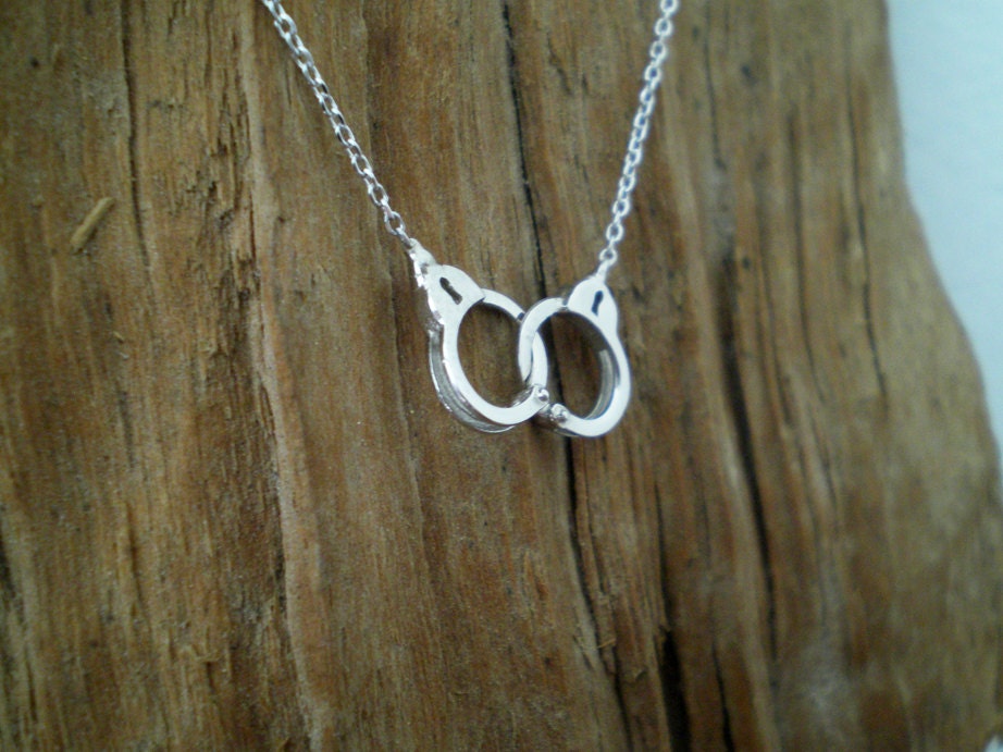 Handcuffs Necklace Silver Handcuffs | Etsy