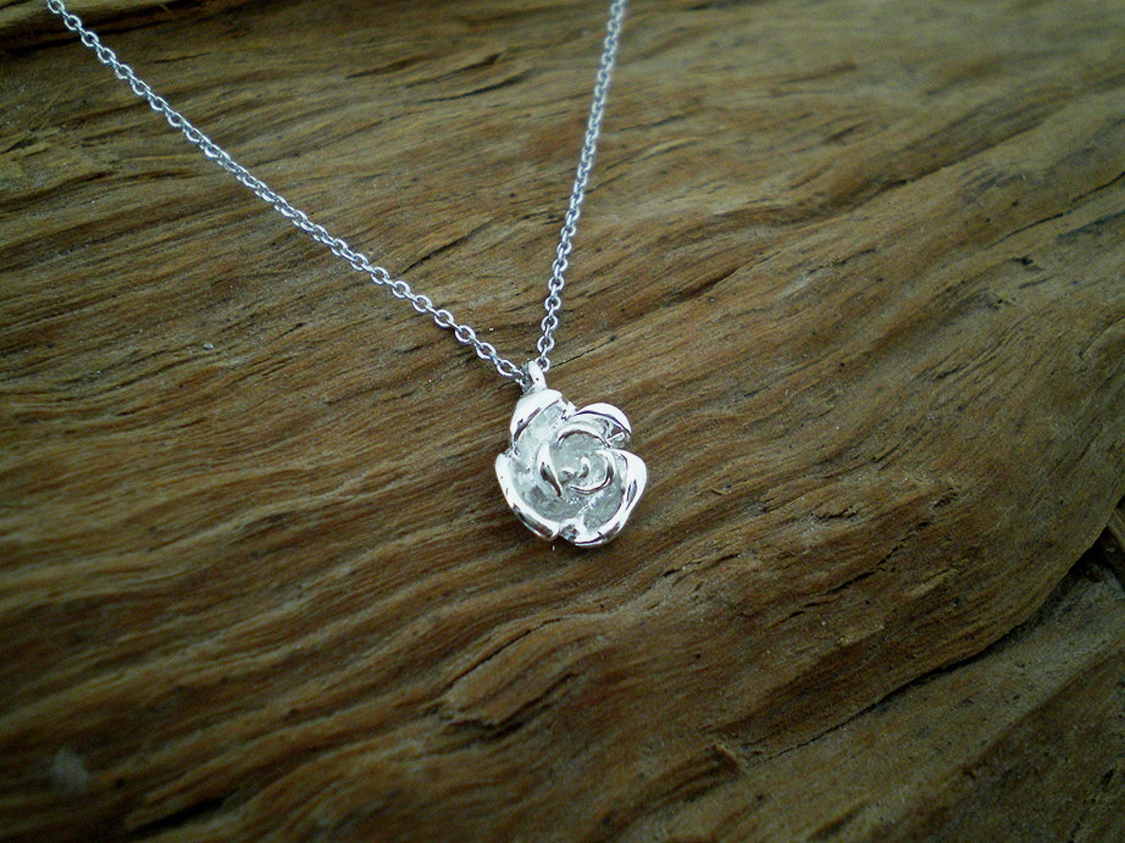 Silver Rose Necklace - Etsy