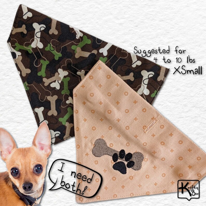 Dog Bandana Set Snap on Collar Cotton Fabric Embroidered - Etsy
