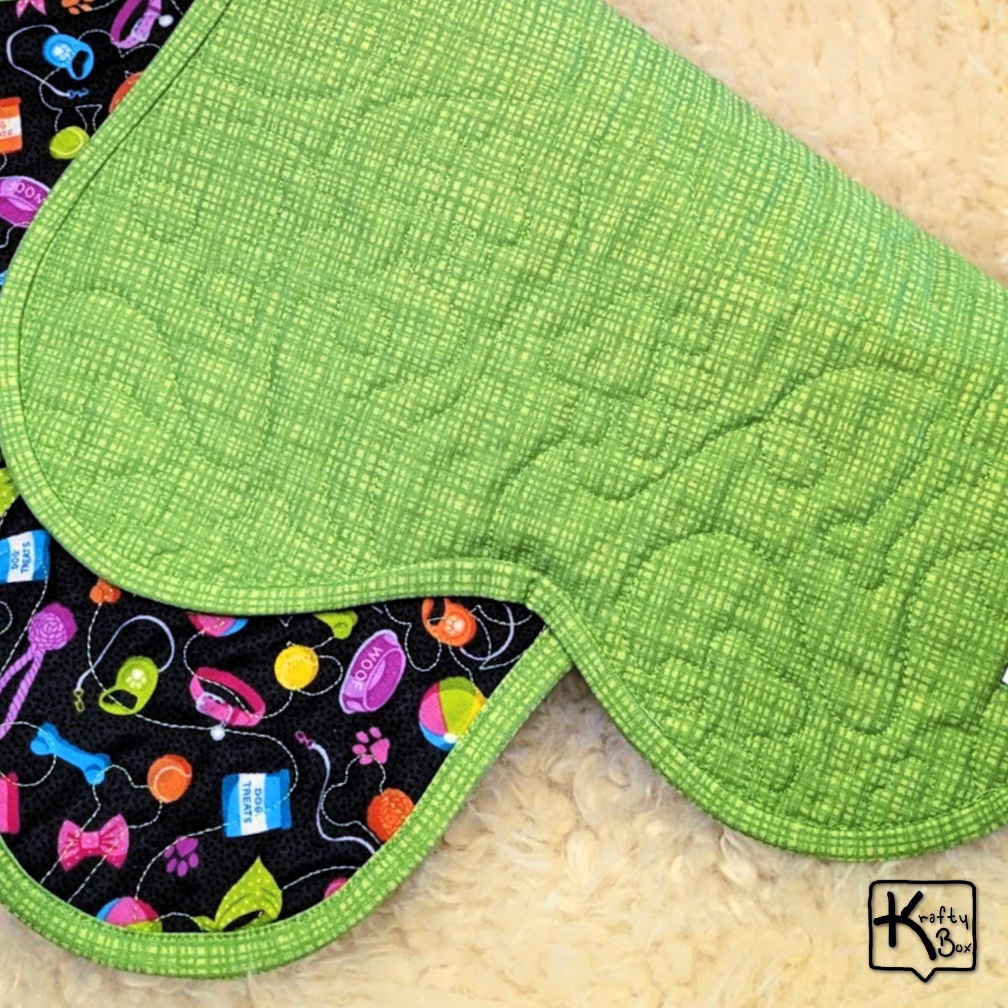 Dog Placemat Bone Shape Colorful Dog Toys Design Handmade Quilted ...