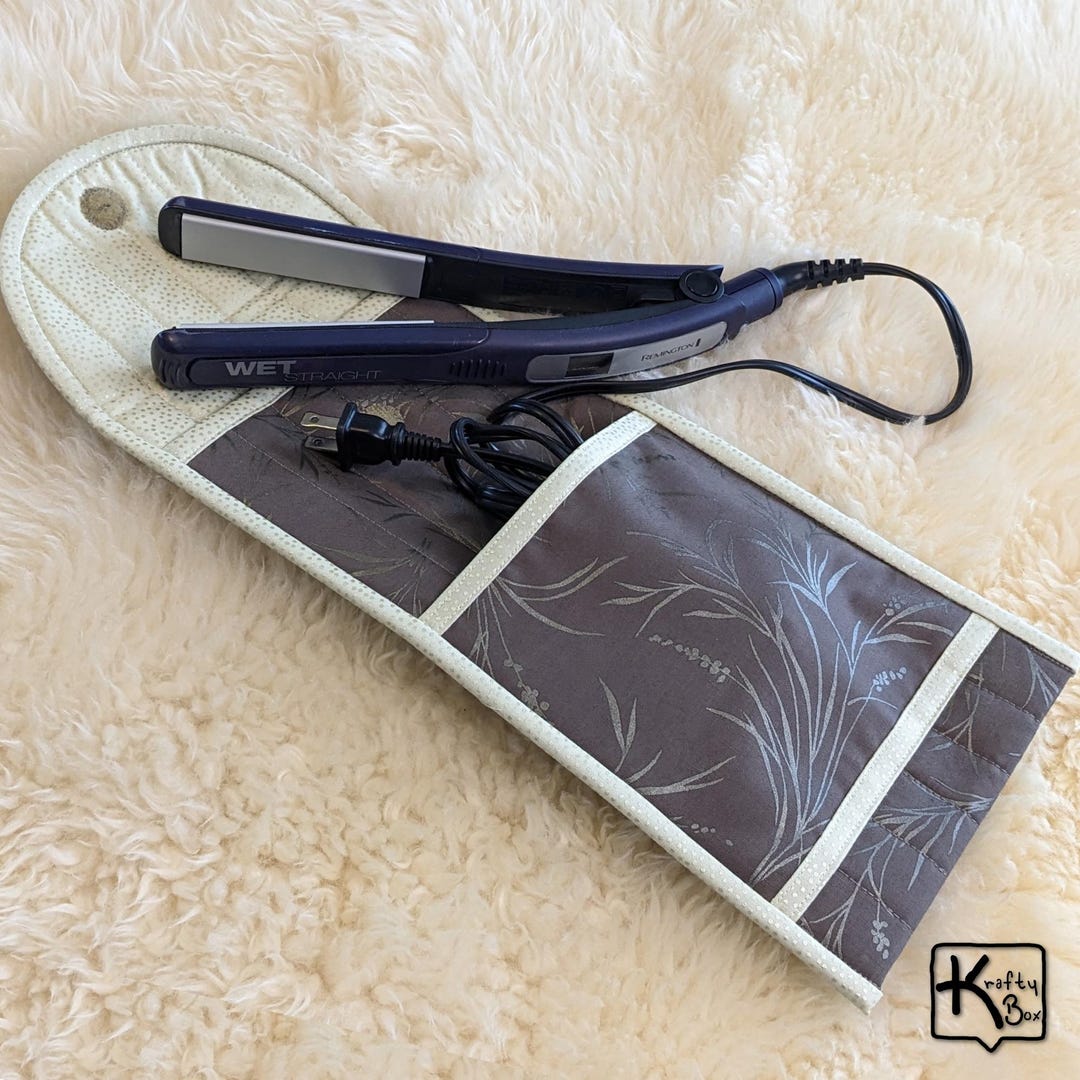 Curling Iron Flat Iron Heat Protective Case Brown Light Iridescent ...