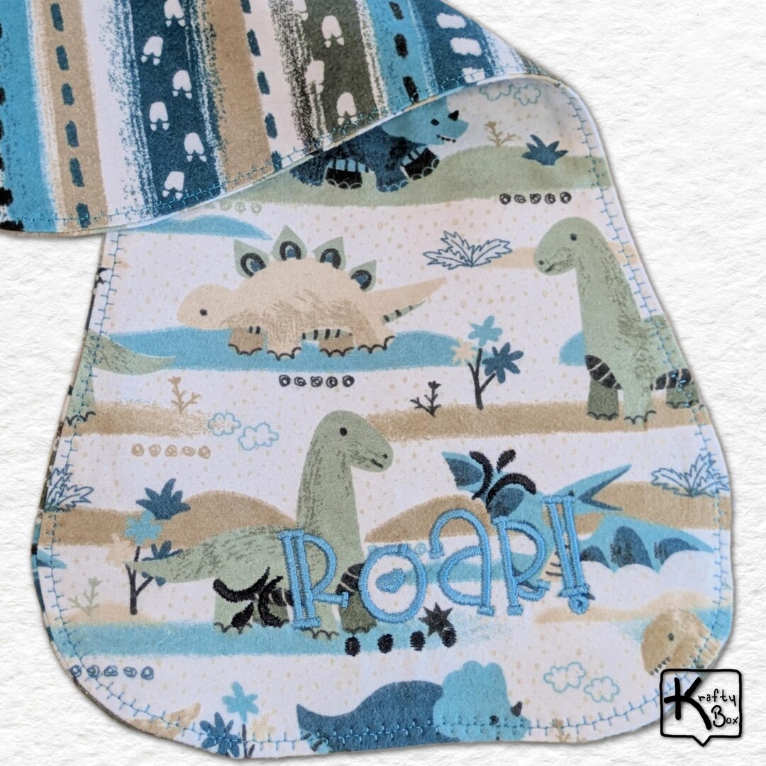Baby Burp Cloth Fun Dinosaurs & Roar Embroidered Sign Soft Quality ...