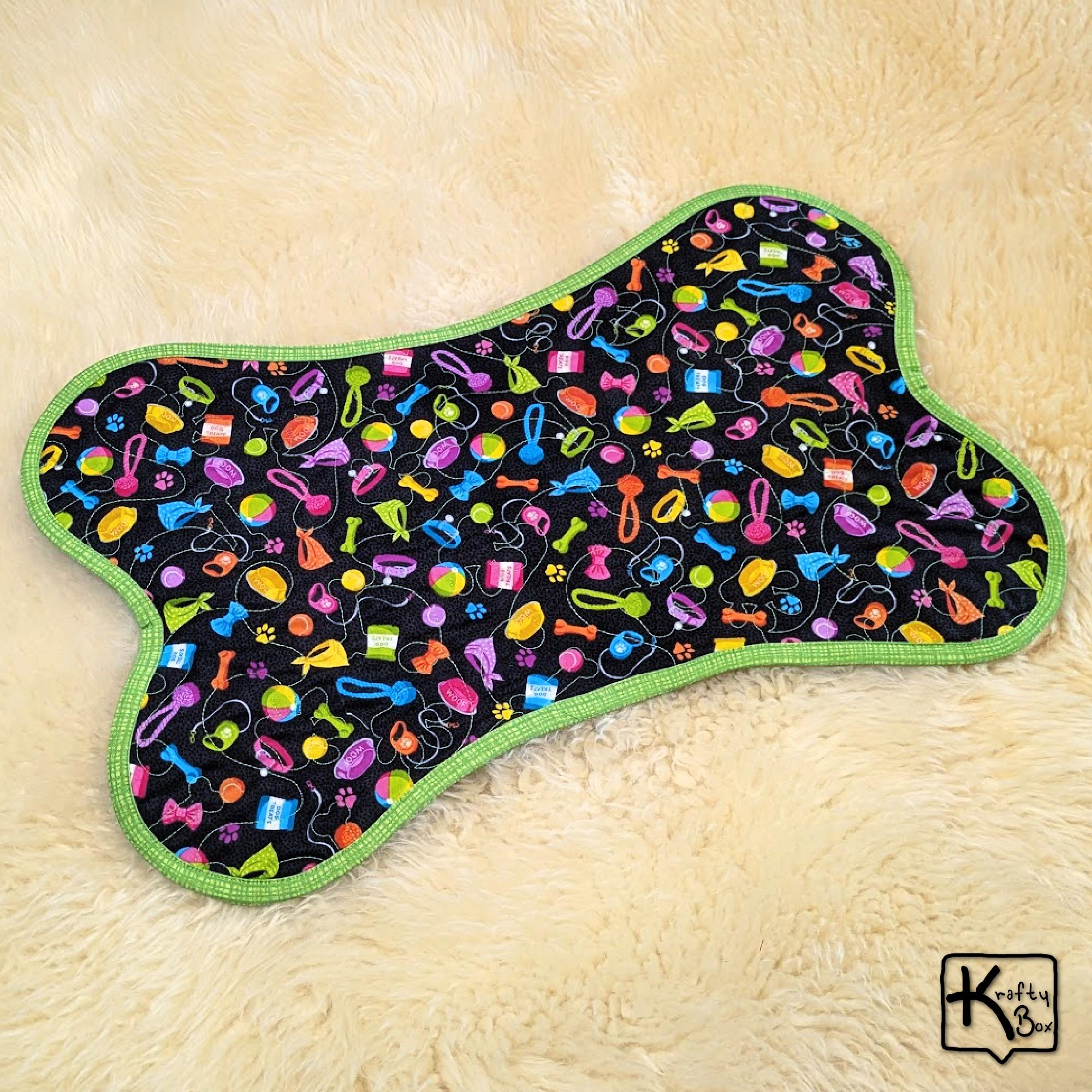 Dog Placemat Bone Shape Colorful Dog Toys Design Handmade Quilted ...