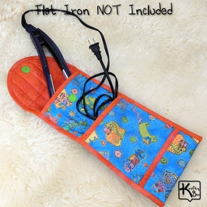 Curling Iron Flat Iron Travel Bag Heat Protective Case Fabric Colorful ...