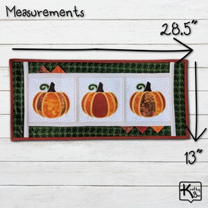 Quilted Table Runner Fall Design Applique Embroidered Pumpkins ...