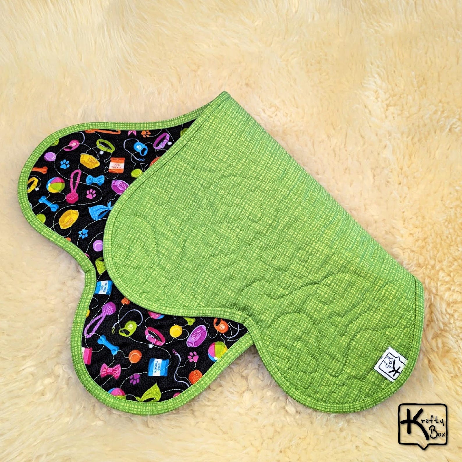 Dog Placemat Bone Shape Colorful Dog Toys Design Handmade Quilted ...
