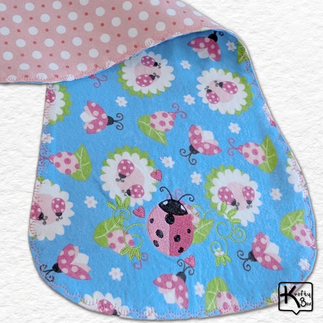Baby Burp Cloth Cute Ladybug Embroidered Design Soft Quality Flannel ...