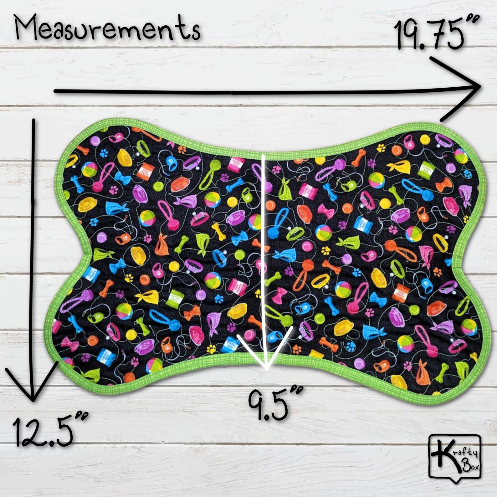 Dog Placemat Bone Shape Colorful Dog Toys Design Handmade Quilted ...