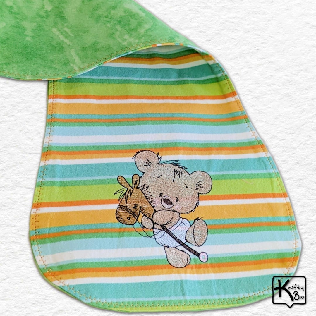 Baby Burping Cloth Bear Embroidered Design Soft Colorful Quality ...