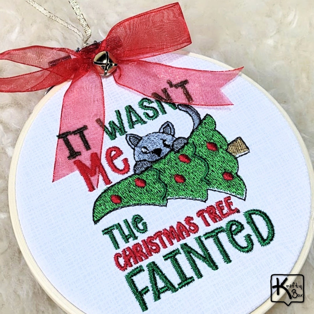 Embroidered Christmas Cat Ornament Funny Kitty "the Christmas Tree ...